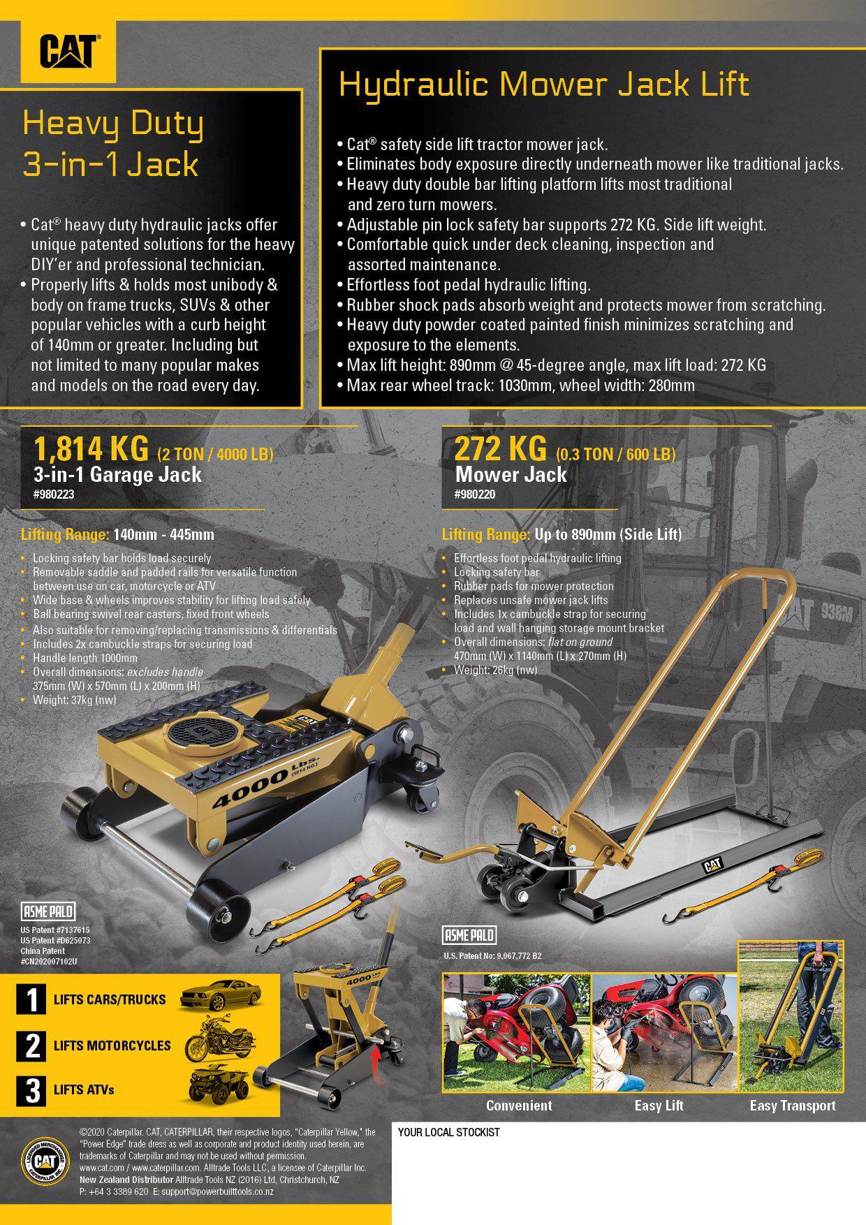 Cat 2Ton 3-In-1 Garage Jack – Herbos Equipment